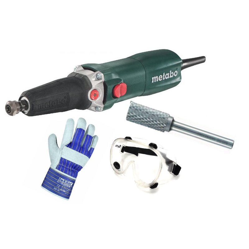 Geradschleifer GE 710 Plus Metabo + 1 Paar Handschuhe + Vollsichtbril